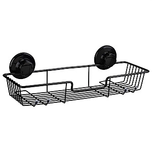 iPEGTOP Strong Suction Cup Shower Caddy Bath Shelf Storage, Combo Organizer Basket for Shampoo, Conditioner, Soap, Razor Bathroom Accessories - Rustproof Stainless Steel, Black