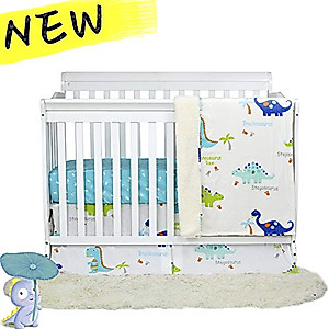 Brandream Boys Crib Sheet Dinosaurs Baby Fitted Sheet Cute Animal Blue White Dinosaur Nursery Sheet Sets for Toddler Infant Newborn Crib Mattress,100% Cotton