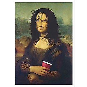 RSVP Funny Birthday Greeting Card: Mona Lisa with Messy Hair,Red,5" x 7",GC-B5873