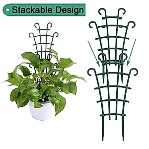 UWIOFF Trellis for Potted Plants, Mini Garden Trellis for Climbing Plants Stackable Plant Trellis Plastic Potted Plant Support DIY Climbing Trellis Flower Pots Supports, 4 Pack