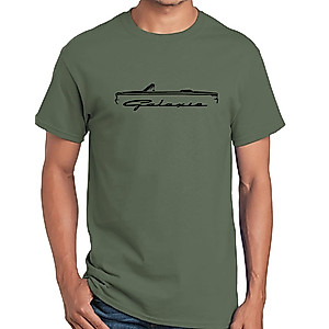1963 Ford Galaxie Convertible Classic Outline Design Print Tshirt Large Military
