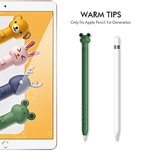 AhaStyle Case for Apple Pencil 1st Gen, Cute Cartoon Soft Silicone Sleeve Cover Accessories Compatible with Apple Pencil 1st Generation(Green Frog)