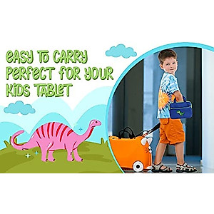 Kids Tablet Carrying Case, 7-10.5 inch Universal Neoprene Zipper Sleeve Tablet Bag Compatible with All Fire Kids, Kids Galaxy and Apple iPad Kids Tablets.(Blue Dino)