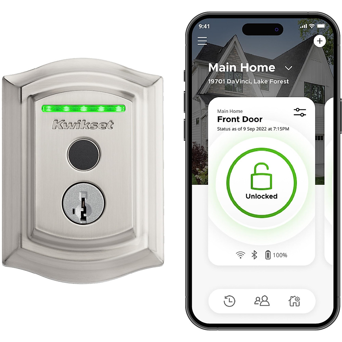 Kwikset Halo Touch Traditional Arched Wi-Fi Fingerprint Smart Lock No Hub Required featuring SmartKey Security in Satin Nickel (99590-001)