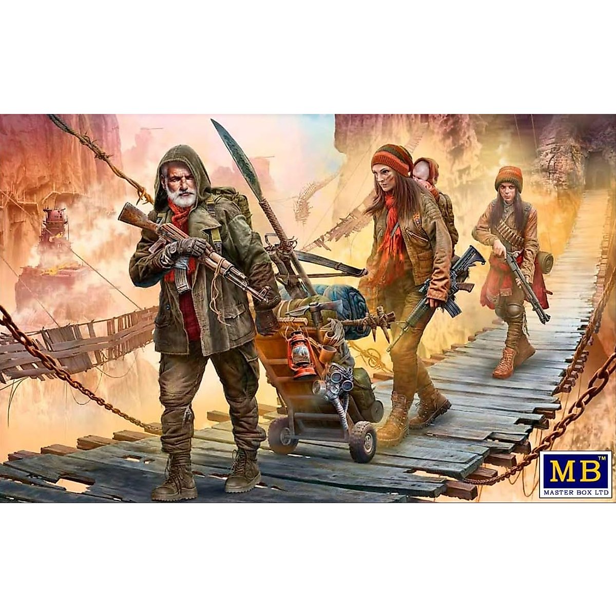 Master Box 24078-1/24 Scale - Pоst-Apocalyptic Series. The Last Bridge 3 Figures in kit