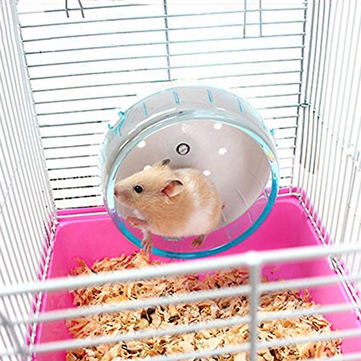 4.7 Inches Small Size Silent Hamster Wheel, Hamster Toys for Small Hamster Cage, Super Mute Spinner Exercise Running Wheel for Hamsters, Gerbils, or Mice (Blue)
