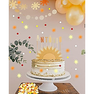 200 Pieces First Trip Around The Sun Birthday Decorations Boho Sun Confentti Muted Little Sunshine Confetti Papercraft Embellishments for Groovy Party Baby shower First Birthday Table Decors