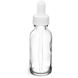 Caribbean Coastal Delights 1oz clear Glass Dropper Bottles (30mL) with Tapered Glass Droppers - Pack of 2