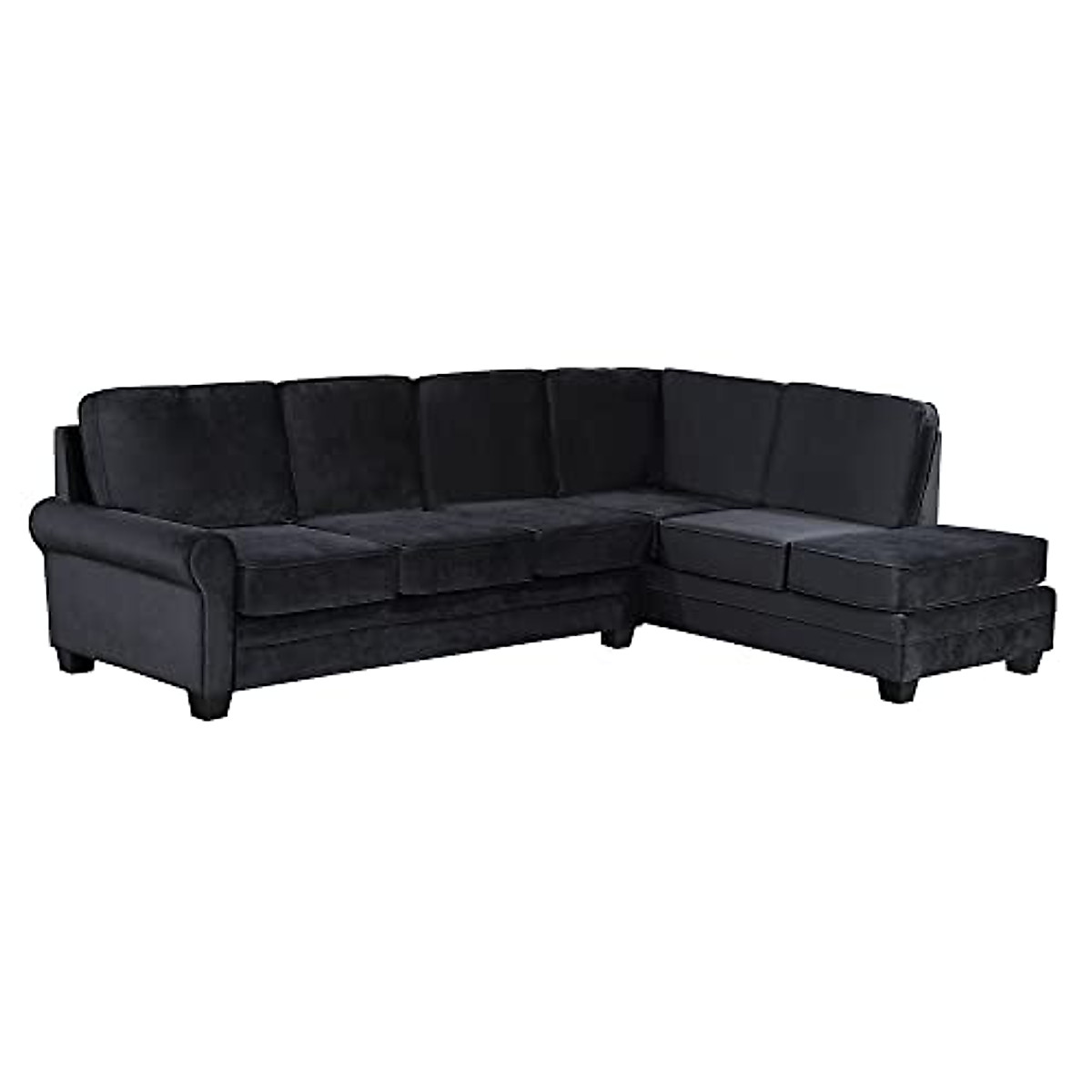 OMNIOF Modern Velvety Upholstered Sofa Couch with Scrolled Arm for Surviving Room Space, Reversible Sectioned Sofa (Color : Preto)