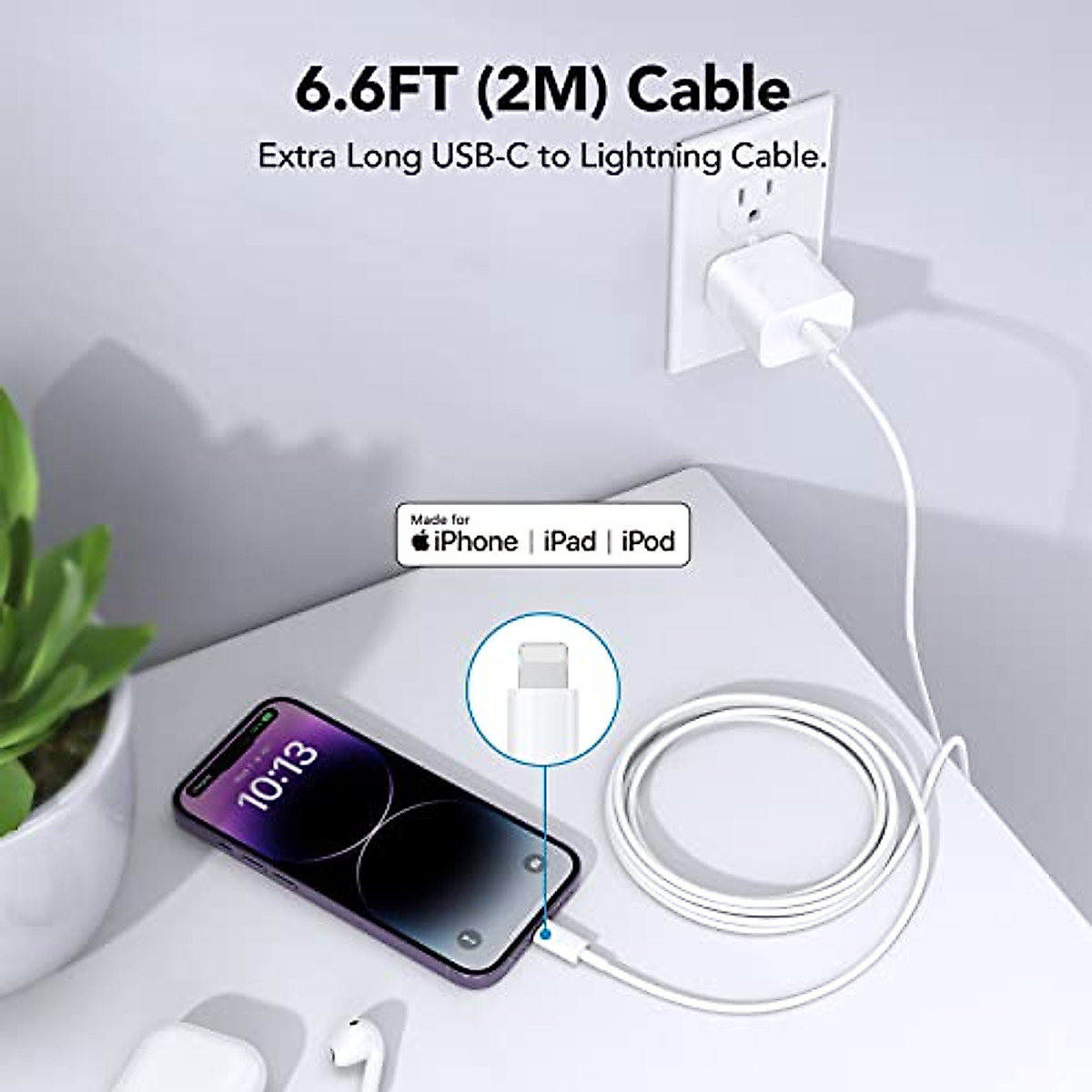 iPhone 14 13 12 11 Fast Charger [Apple MFi Certified] High Speed iPhone Wall Charger 2-Pack with 6.6FT USB C Lightning Cable Compatible with iPhone 13/13Pro/12/12 Pro/11/11Pro/XS/Max/XR/X/8 Plus,iPad