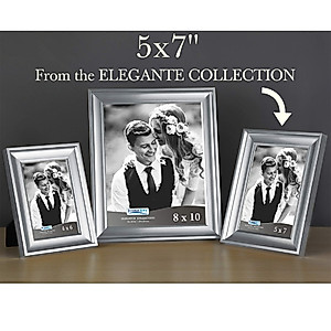 Icona Bay 5x7 Silver Picture Frame, Contemporary Photo Frame 5 x 7, Wall Mount or Table Top, Elegante Collection