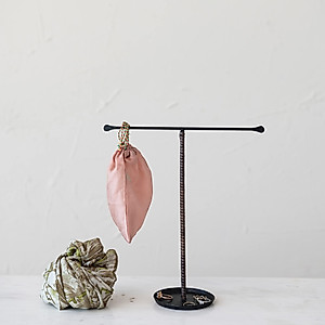 Creative Co-Op Modern Metal and Leather, Black Jewelry Stand