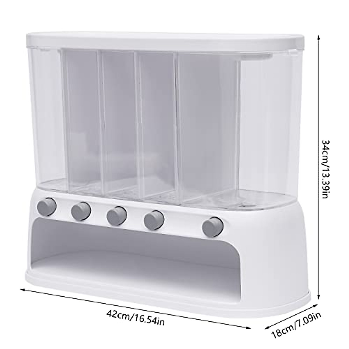 5-Grid Rice Dispenser, Dry Food Grain Dispense Wall Mounted Rice Container Kitchen Rice Storage Box Rice and Grain Storage Container Pantry Organization and Storage Suitable for Rice, Millet