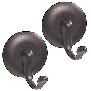 iDesign York BPA-Free Plastic AFFIXX Self-Adhesive Storage Hooks - 2.3" x 2" x 1.5", Bronze (Pack of 2)