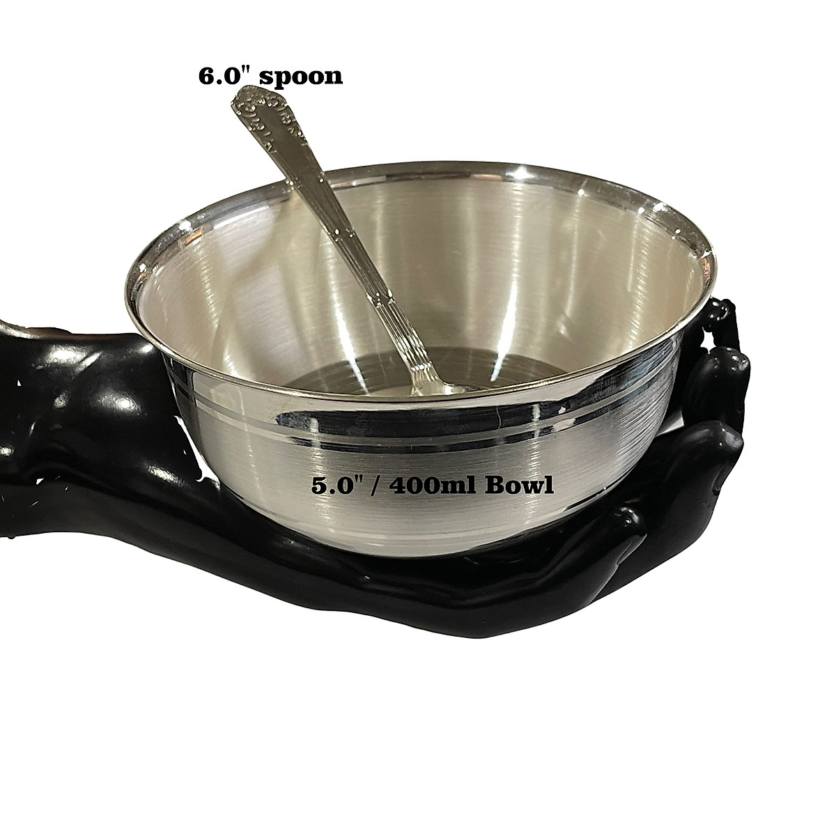 Balaji 999 Pure Silver 5.0 inch Bowl & Spoon Teens/Adults - 5.0-inch Set#01