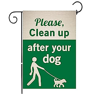 Chengxun Please Clean Up After Your Pet Flag No Pooping Yard Sign Dog Poop Garden Flag Lawn Decoration Fabric Sign