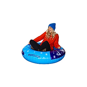 monsoon [Glider] Luxury Snow Tube for Sledding Heavy Duty Sleds with Handles for Adults - Blue