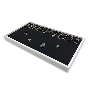 144 Foam Insert Ring Display Tray (White Tray, Black Foam) - 1 Pack (14 ¾” x 8 ¼” x 1”) – Merchandising/ Jewelry Display/ Organizer/ Multi Purpose Tray