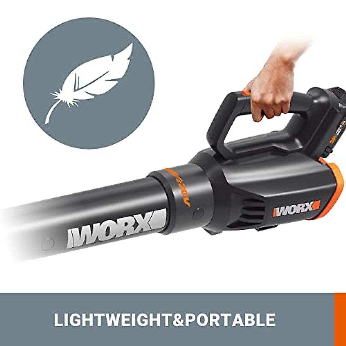 WORX Cordless Leaf Blower 20V WORXAIR Turbine Blower WG547.2 for Lawn Care Yard Work, 2 Variable Speed Control, 1 * 4.0 Ah Battery & Charger Included