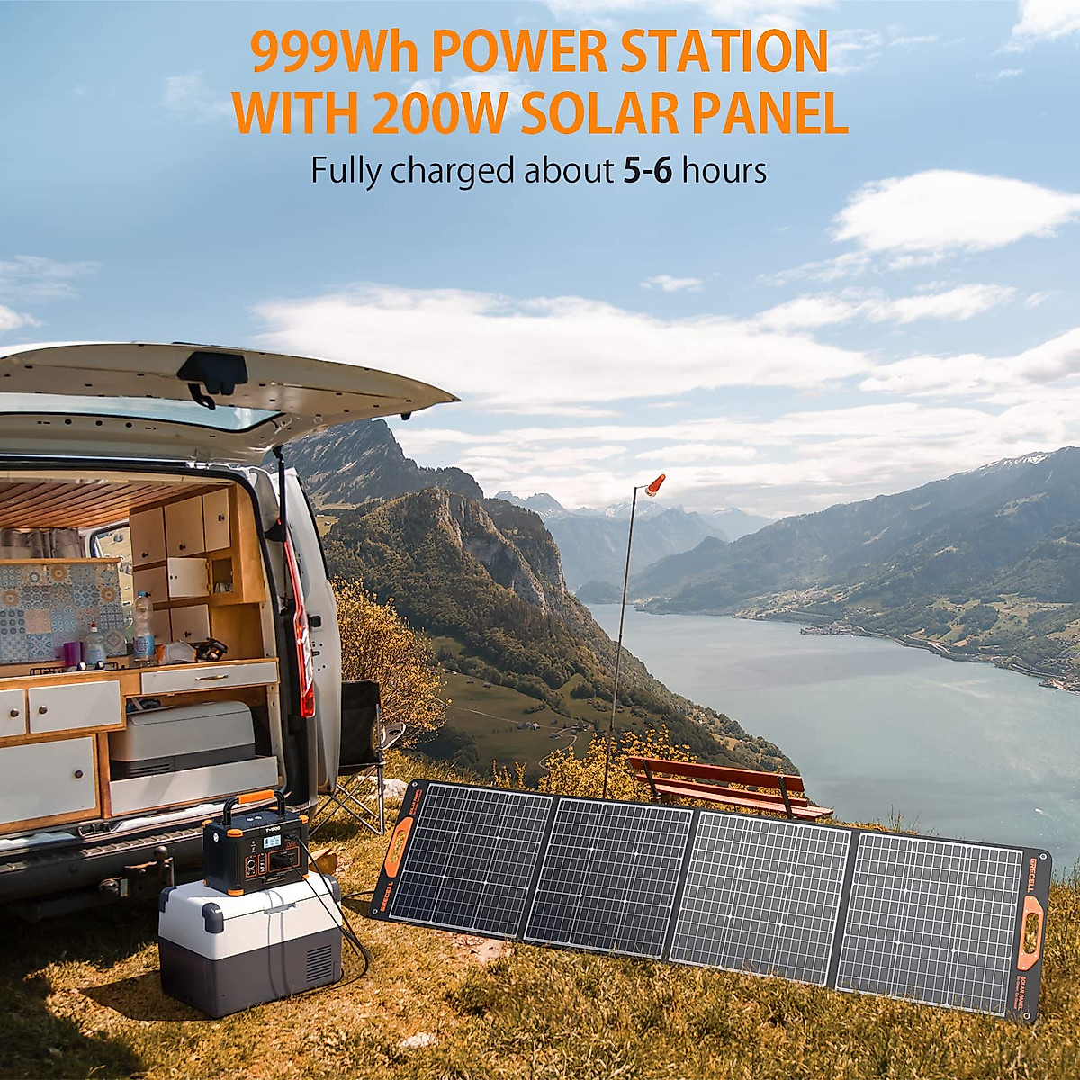 GRECELL 1000W Solar Generator with 200W Portable Solar Panel, 999Wh Portable Power Station Solar Powered Generator Lithium Battery Backup USB-C PD 60W for Outdoor Camping RV Off-grid Home Emergency