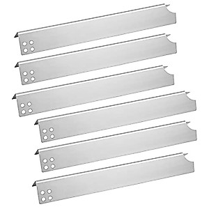 Zemibi Heat Plate for Brinkmann 810-6680-S, Stainless Steel Replacement Parts BBQ Heat Shield Tent 810-6680S, 6 Pakc Flavorizer Bars, 15 1/16" x 2 5/16"
