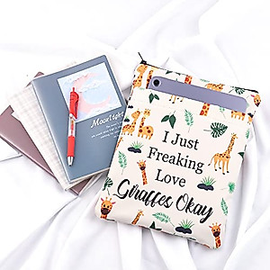 Giraffe Lovers Book Sleeve Giraffe Book Cover Funny Giraffe Lady Book Pouch Giraffe Keeper Book Sack Giraffe Book Protector Waterproof Zipper BFF Gift (GiraffeBS)