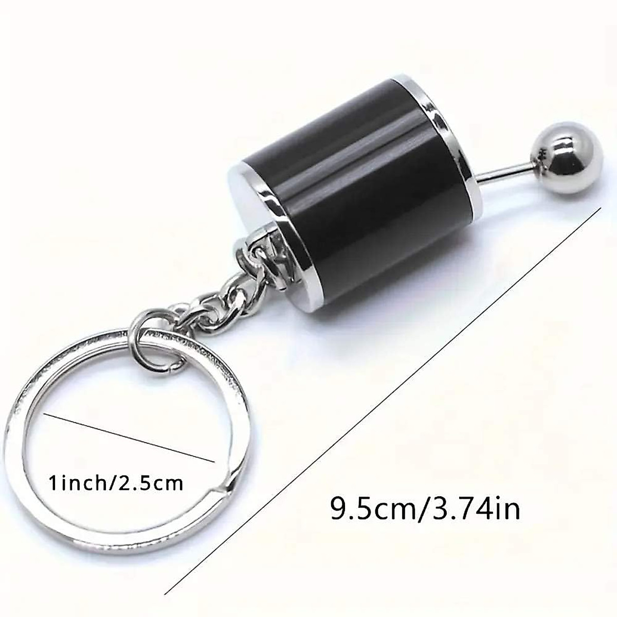 iJDMTOY Chrome Polished Alloy Metal Gear Box Shifter Shape Key Chain Ring Keychain