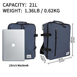 Rangeland Small Carry-on Personal Item Backpack with luggage strap, Laptop Backpack for Men and Women, Business Travel Gym Sport, Pewter