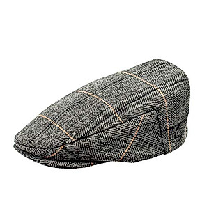 Born to Love Baby Boys Jeff Hat Vintage Driver Tweed Flat Page Gatsby Cap, Oliver Black, 8-12 Years