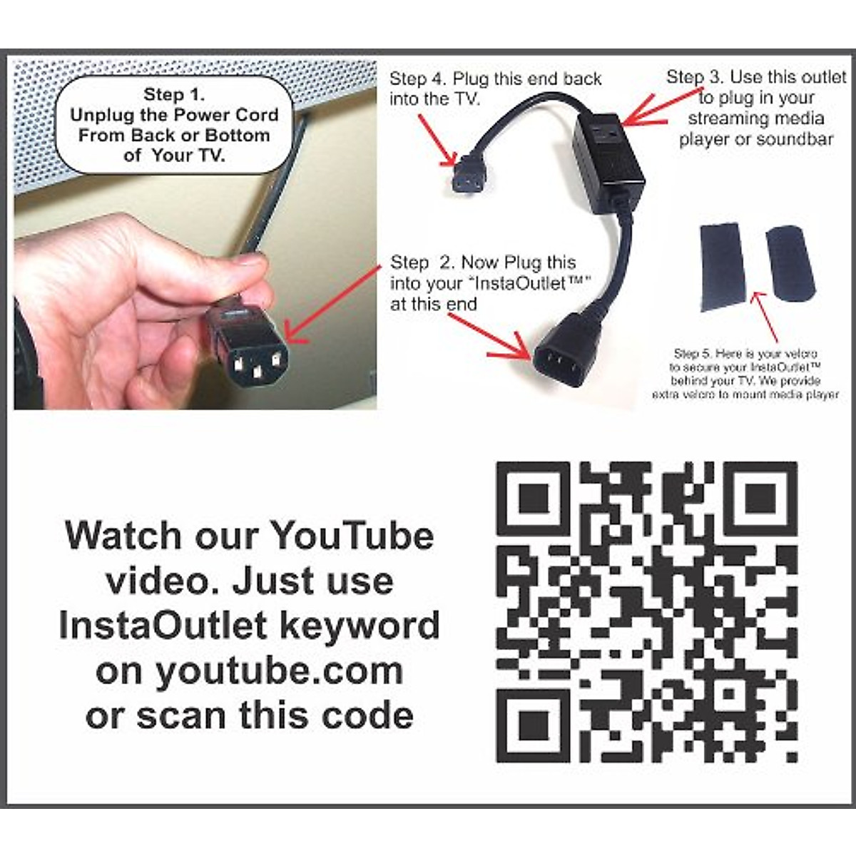 The InstaOutlet® for Media Players Chromecast, Roku, Apple TV