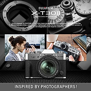 FujiFilm X-T30 II Mirrorless Digital Silver Professional 4K Wi-Fi Camera (16759706) Includes: a XF18-55mm Lens Plus a Basic Accessories Bundle