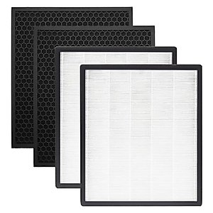 RONGJU 131 Replacement Filter Compatible with LEVOIT LV-PUR131, LV-PUR131S, LV-PUR131-RF, 2 Filters + 2 Activated Carbon Filters