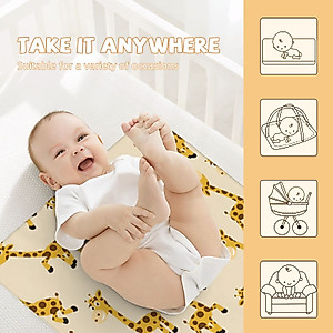 Ykklima Baby Changing Pad, Cute Cartoon Giraffe Animal Change Mat for Diaper Change Waterproof Cotton Portable Reusable Washable for Home & Travel (20 x 28 Inches)