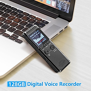 Vivaniir 64GB Digital Voice Recorder, 80 Hours Long-Lasting Battery 1100mAh, Voice Activated Recorder with Playback and Metal Casing, USB-C Audio Recorder for Lecture Meeting Interviews