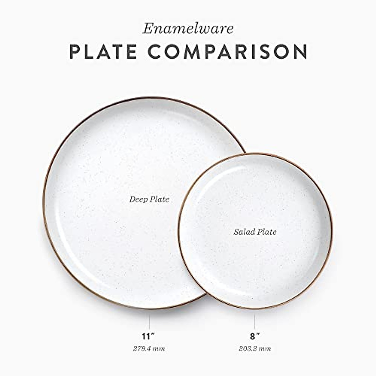 Barebones Enamel Deep Plate, Set of 2 - Hand-Finished Baked Stainless Steel Trim, Charcoal