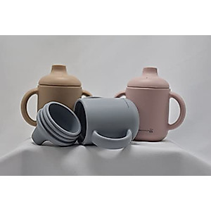 TeenyBearProducts Silicone Sippy Cup, 4oz, Training Cup With Non Slip Handles, 100% Food Grade Silicone (Slate, 1)