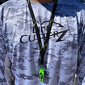 LINE CUTTERZ Patented Dual Hybrid Ceramic Cutter + Stainless Steel Micro Scissors Fishing Line Clipper - Glow-in-the-Dark