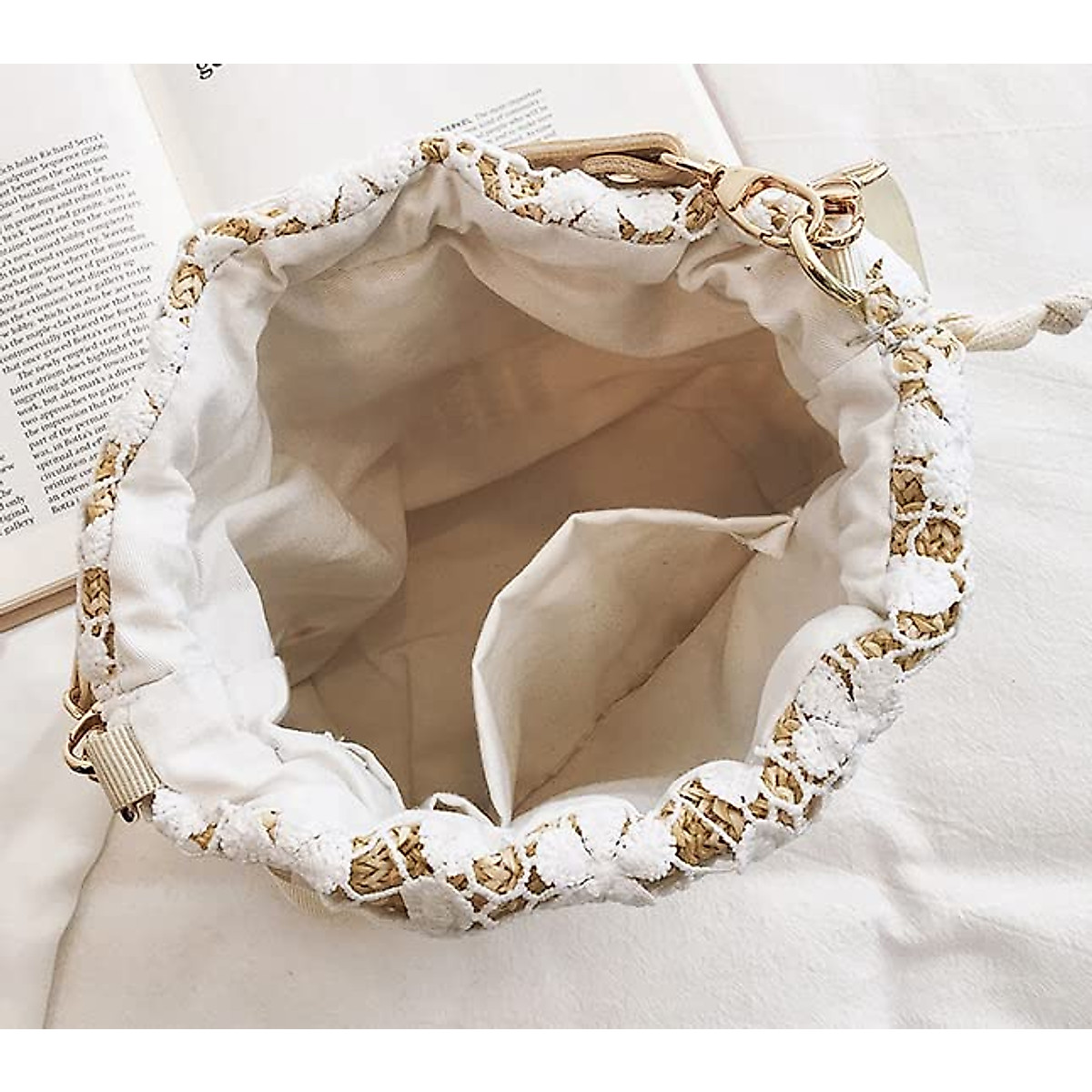 Straw Bag Beach Bag Small Tote Bag Shoulder Bag Flower Lace Handbag Satchel Crossbody Bag Purses 2023