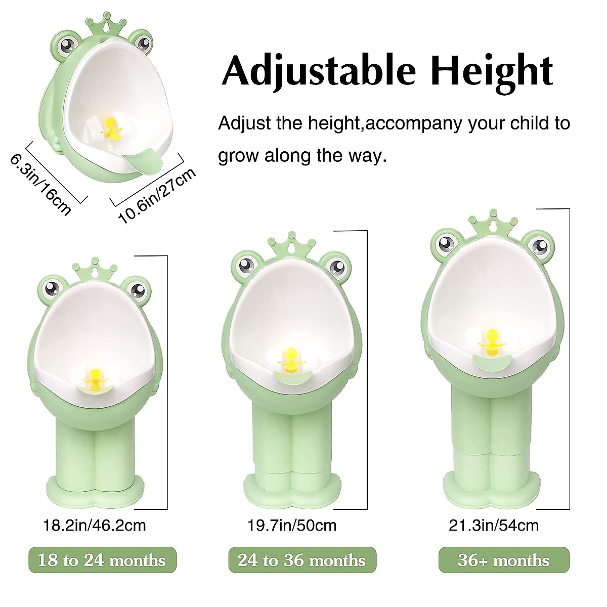 Frog Pee Training,Potty Training Urinal for Toddler,Children's Standing Wall Mounted Urinals for Boys,Bathroom Funny Kids Pee Trainer,Green