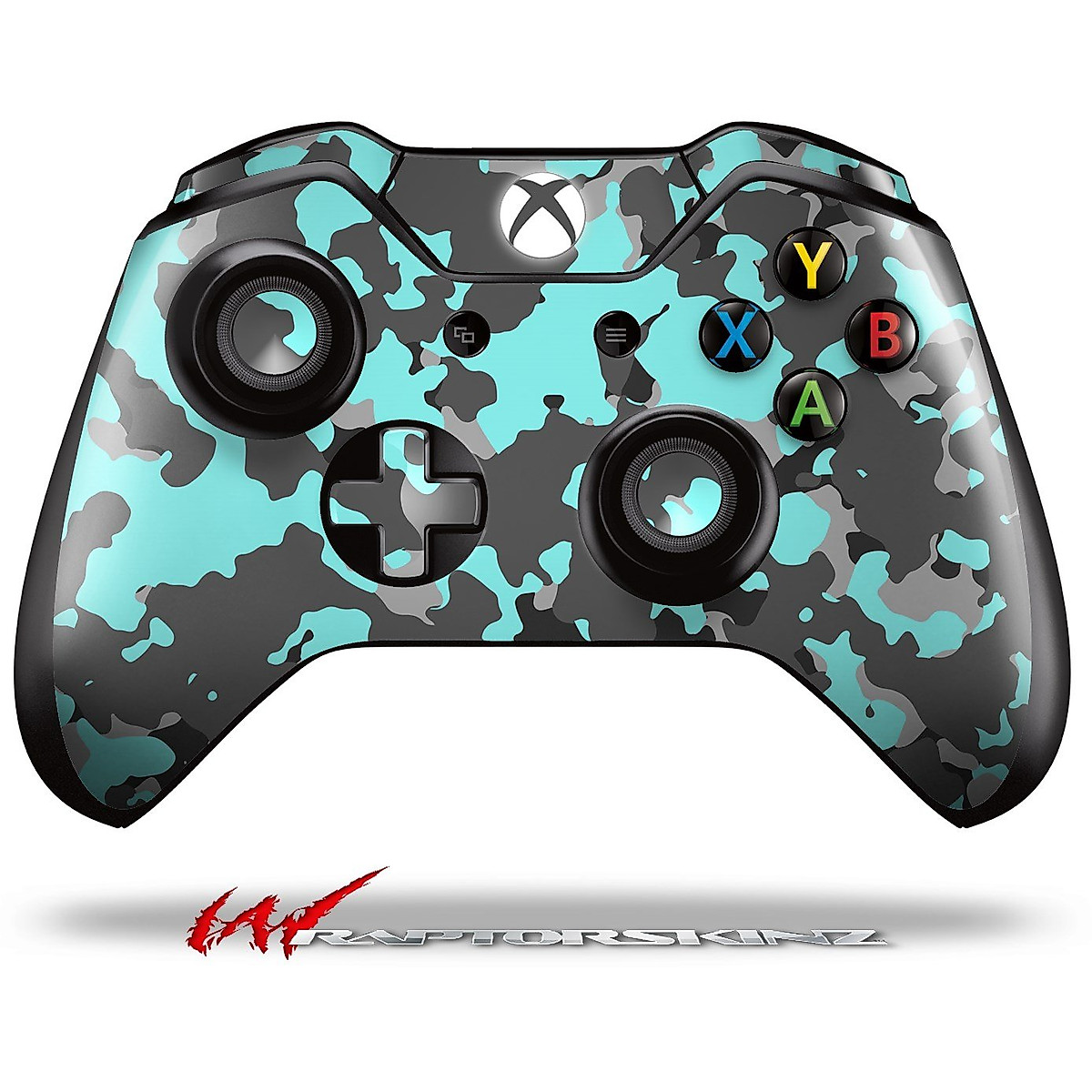 WraptorSkinz Decal Style Vinyl Skin Wrap compatible with XBOX One Original Wireless Controller WraptorCamo Old School Camouflage Camo Neon Teal - (CONTROLLER NOT INCLUDED)