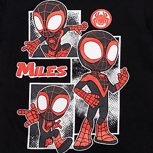 Marvel Spidey and His Amazing Friends Miles Morales Little Boys Graphic T-Shirt Mesh Shorts Outfit Set Black/Gray 6