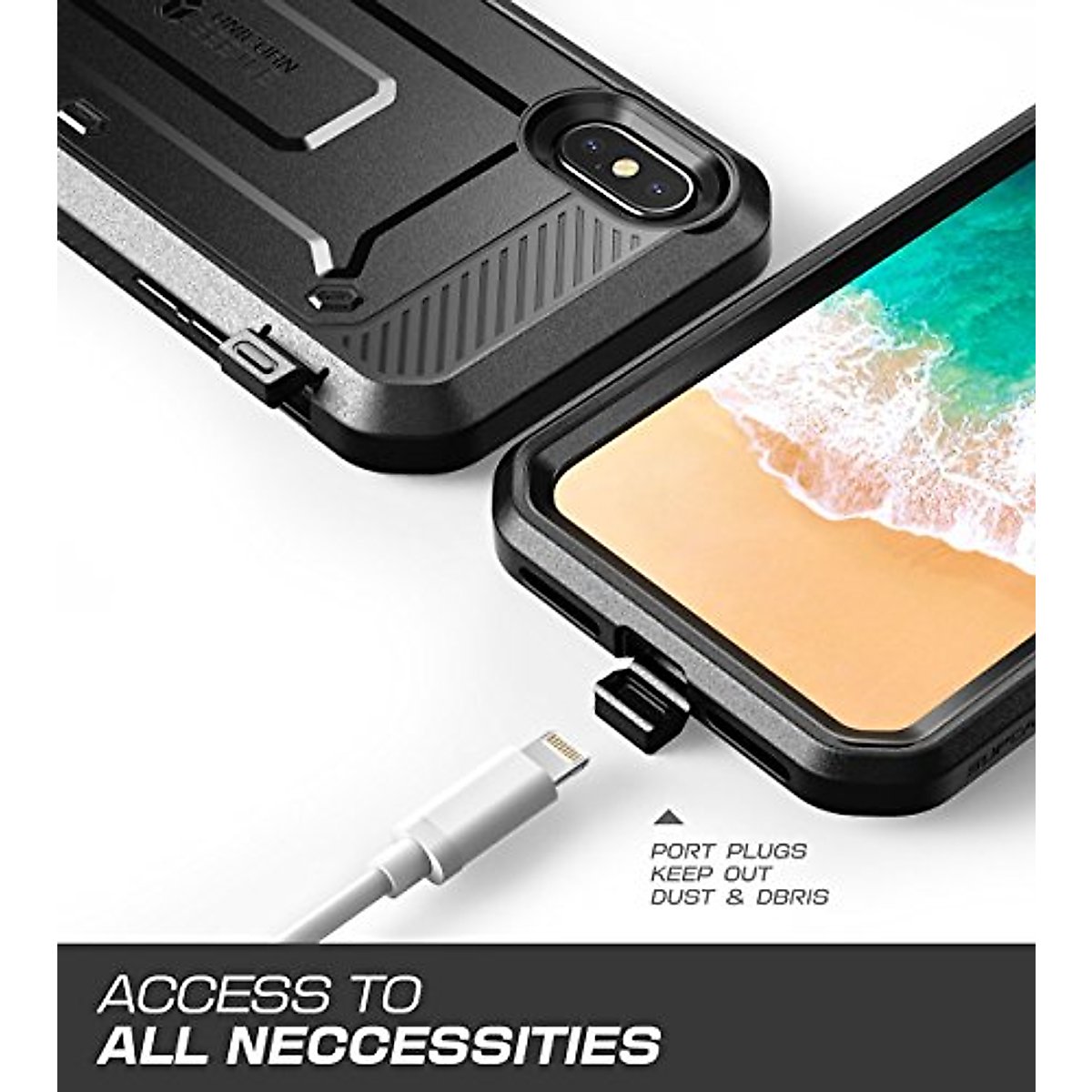 SUPCASE Unicorn Beetle Pro Series Case Designed Designed for iPhone X, with Built-In Screen Protector Full-body Rugged Holster Case for Apple iPhone X / iPhone 10 (2017 Release) (Black)
