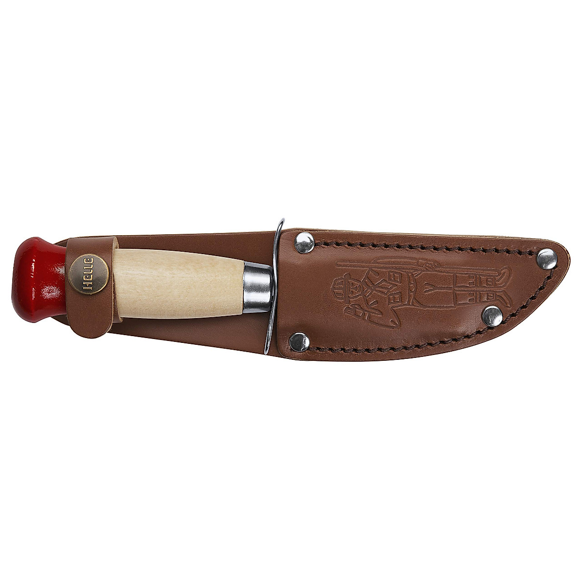 HELLE Knives - Speider Pike (Girl) - Fixed Blades - Stick Tang - Beginner, Scout, Learning - 12C27 Stainless Steel - Leather Sheath - Made in Norway