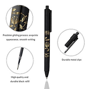 MiSiBao 0.7mm Black Ink Gel Pens Refillable & Retractable Gel Ink Rolling Ball Pens Gilding Process Pattern Smooth Writing Gel Pen (9-pack)