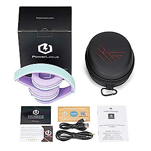 PowerLocus Kids Headphones Over-Ear, Bluetooth Wireless Headphones for Kids,with Microphone, Safe 85DB Volume Limited, Foldable with Carry Case, Audio Cable, Micro SD mode for Online Classes,PC,Phones