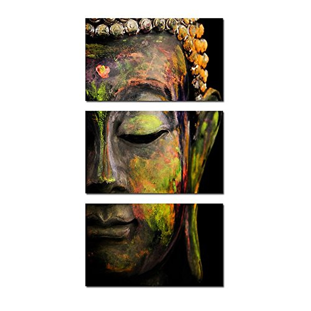 Kreative Arts - Modern Buddha Head Portrait Painting Printed On Canvas Religion Wall Art Triptych Canvas Painting Home Decoration Wall Murals Ready to Hang