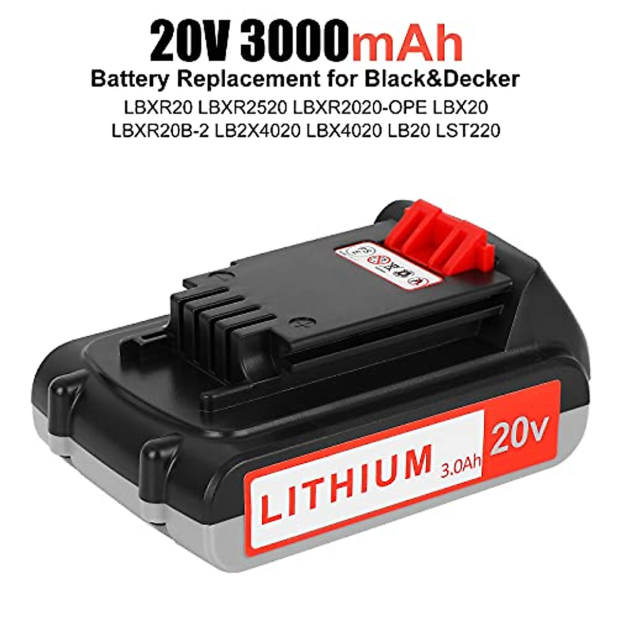 Yookoto Upgraded 2 Pack Replacement Black and Decker 20v Battery3.0Ah Compatible with Battery LBXR20 LB20 LBX20 LB2X4020-OPE LBXR20B-2 Cordless Power Tools