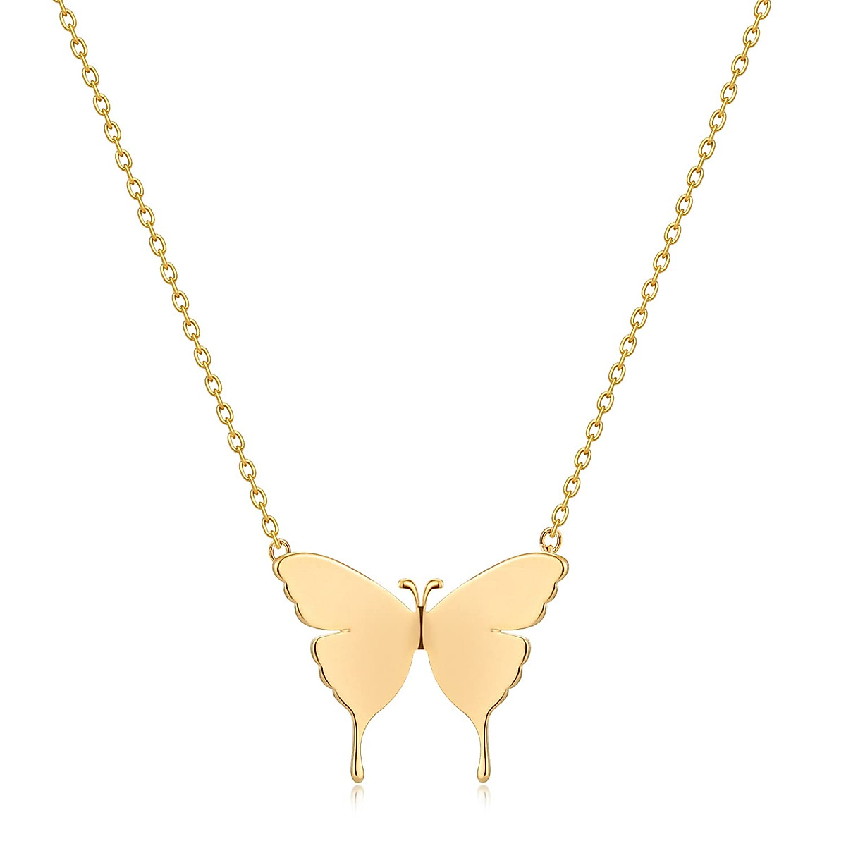 MRSXIA Butterfly Necklace for Women Gold Pendant 18K Gold Filled Dainty Chain Simple Insect Jewelry