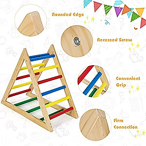 HONEY JOY Triangle Climber, Kids Wooden Climbing Triangle Ladder, 3 Different Climbing Ladders, Indoor Climbing Toys for Playground, Gym & Daycare, Gift for Boys Girls 3+ (Colorful)