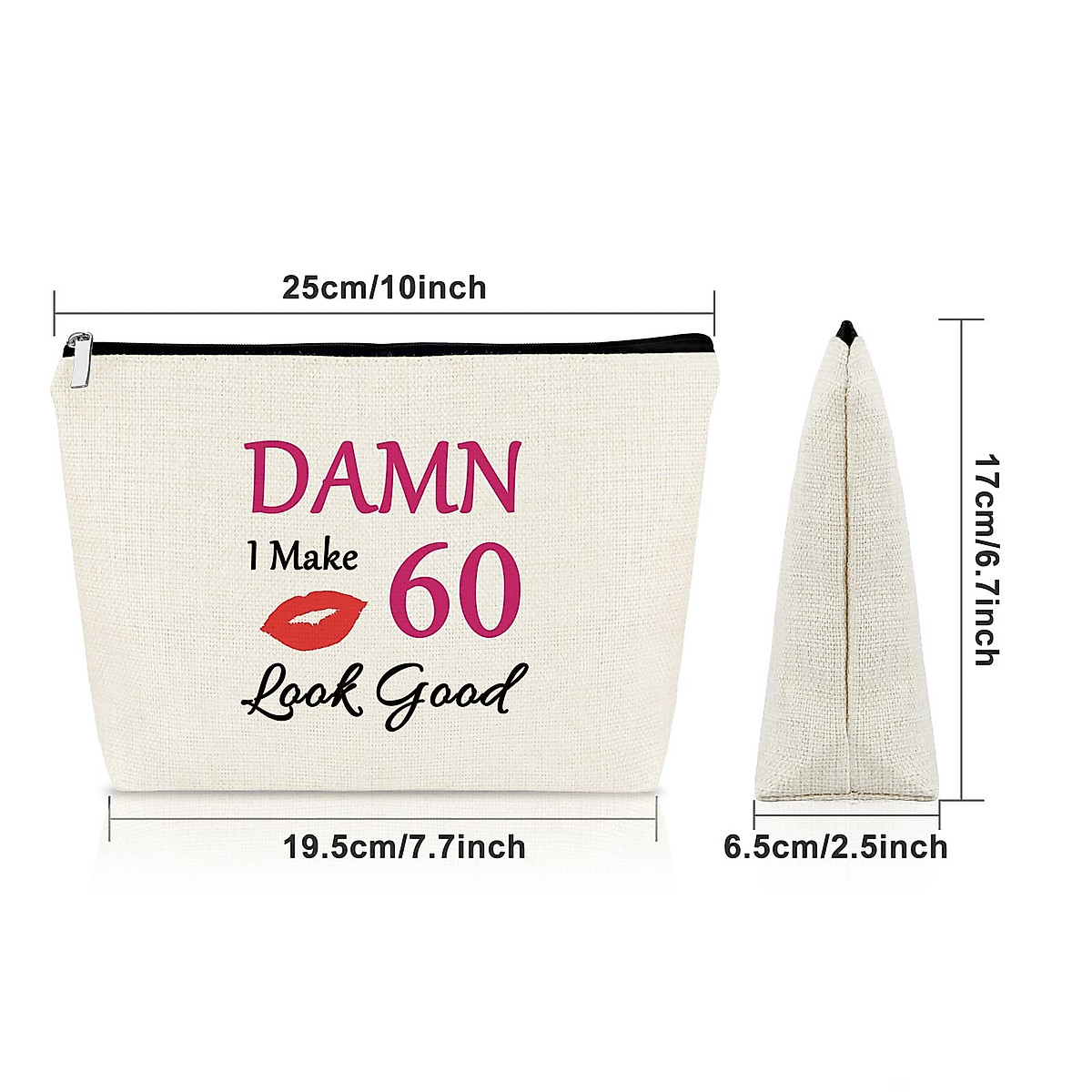 Funny 60th Birthday Gifts for Sister Makeup Bag Birthday Gift for 60 Year Old Woman Friend Turning 60 Gag Gifts Cosmetic Bag 1964 Birthday Gifts for Grandma Aunt Mother's Day Gift